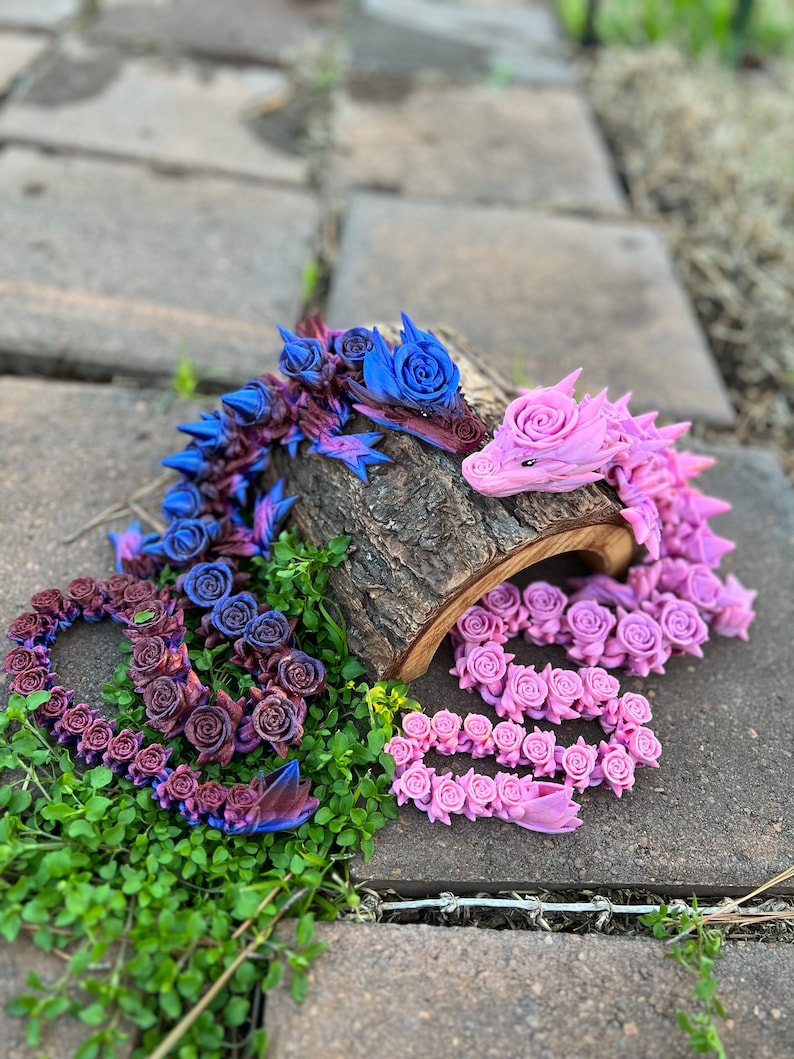 Rose Dragon Fidget - Long Articulated Flower Dragon Toy With Roses ...