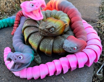 Rattlesnake Articulated 3D Printed Flexi Fidget Rattle Snake Sensory ...