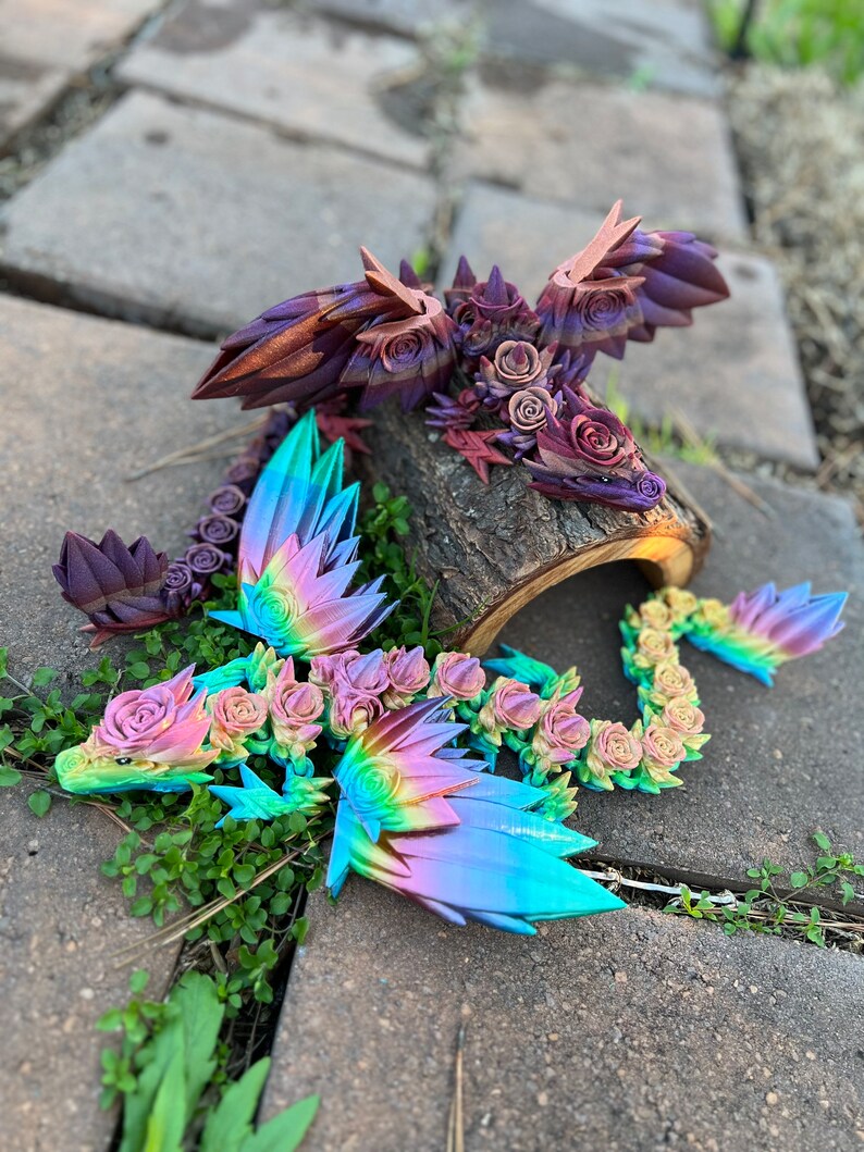 Rosewing Dragon Fidget - Articulated Flying Rose Dragon With Leaf Wings ...