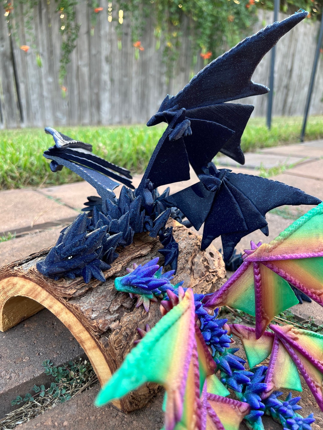 Spiked Double-winged Dragon - Articulated Fidget Toy With Removable ...