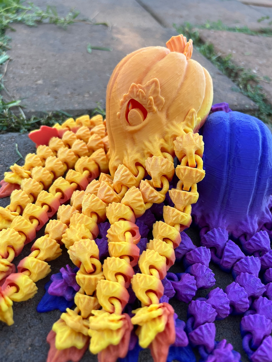 Pumpkin Octopus Fidget - Articulated Halloween Sensory Toy With Candy ...