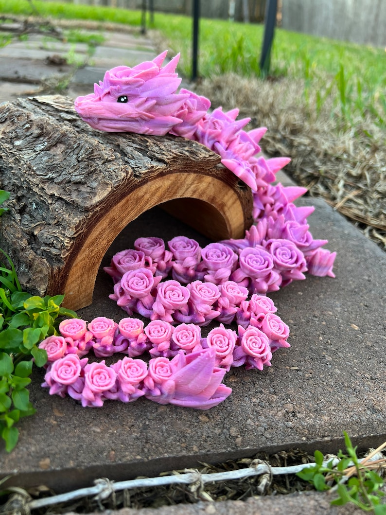 Rose Dragon Fidget - Long Articulated Flower Dragon Toy With Roses ...