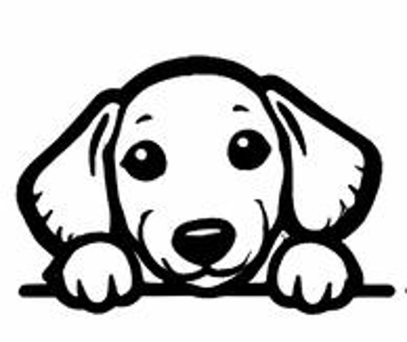 Peeking Puppy Dog Icons Bundle – Bold Black Line Art Dogs, Cute Over ...
