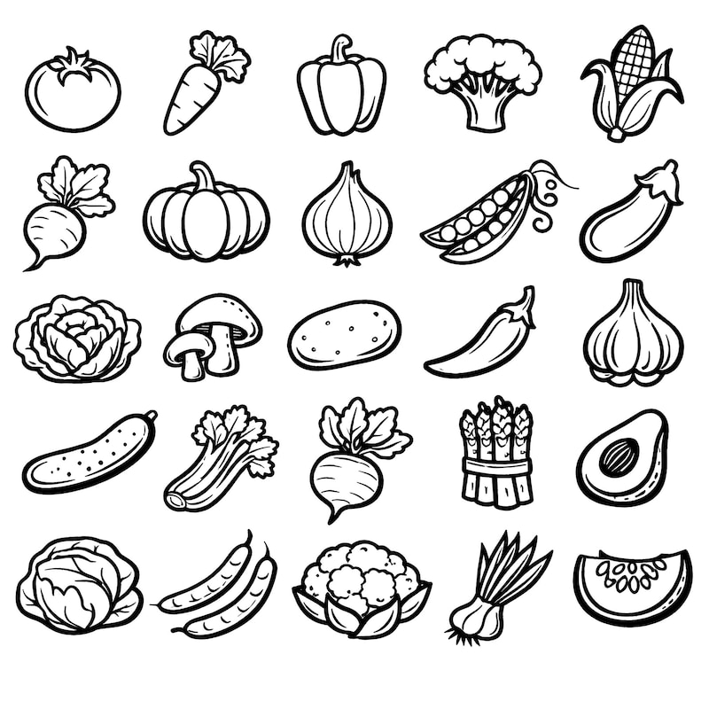 Silhouettes of Vegetables - Etsy