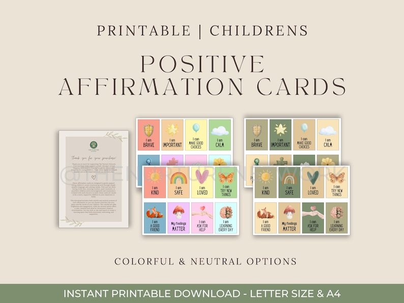 Positive Affirmations for Kids Printable | Social Emotional Learning ...