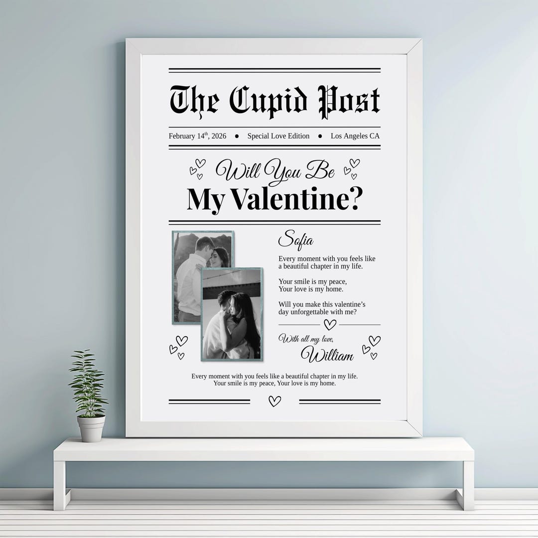 Personalized Valentine's Day Newspaper Template, Cupid Post (canva ...