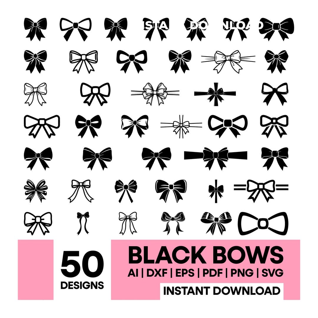 Black Bow SVG Bundle: Ribbon, Coquette & Bowtie Clipart (digital ...