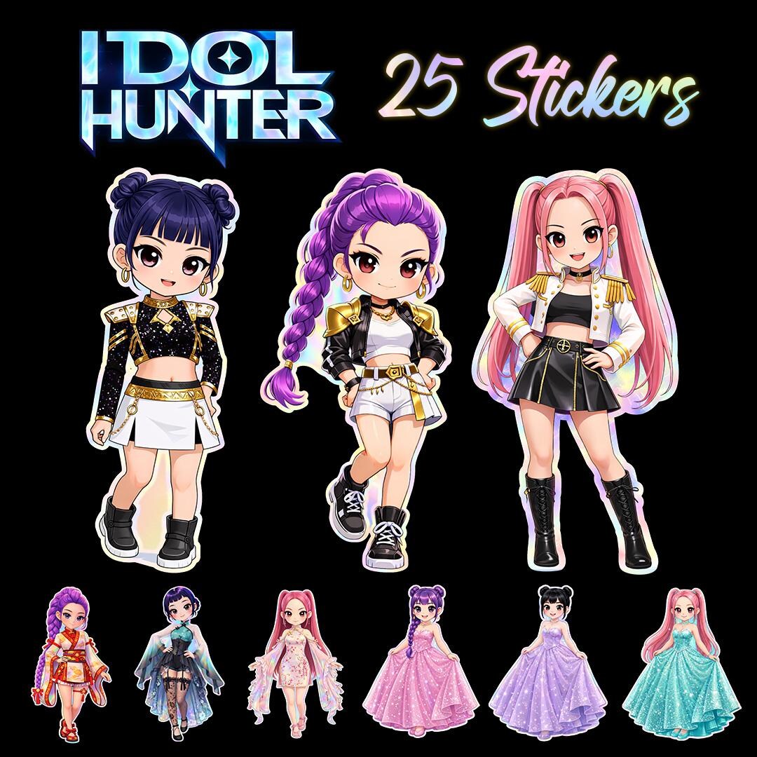 Kpop Demon Hunter Sticker, Huntrix, Korean Idol, Girl Group, PNG ...