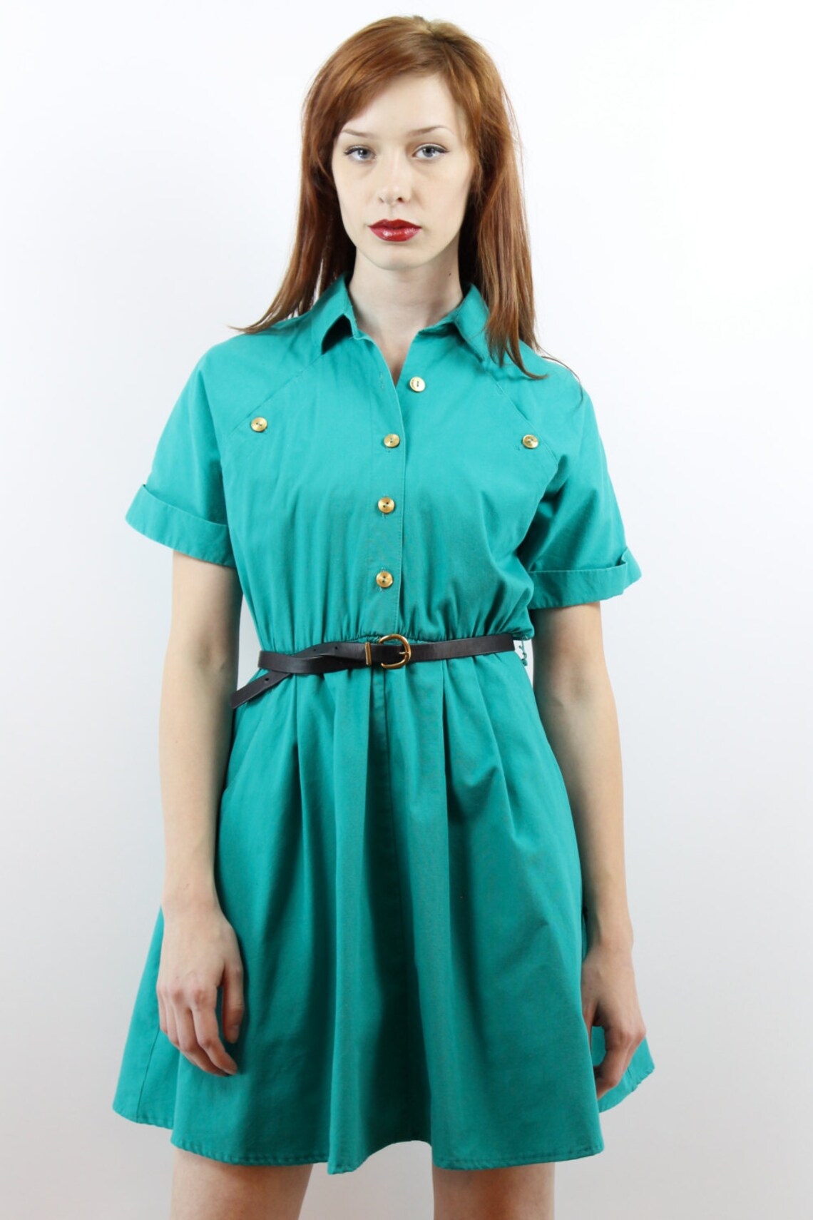 Secretary Dress Day Dress Work Dress Green Dress Teal Dress | Etsy