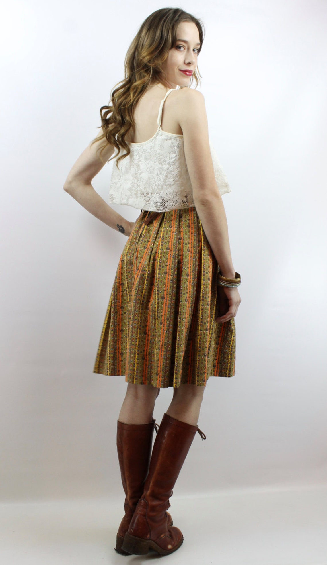 High Waisted Skirt 1970s Skirt 70s Skirt Hippie Skirt Floral - Etsy