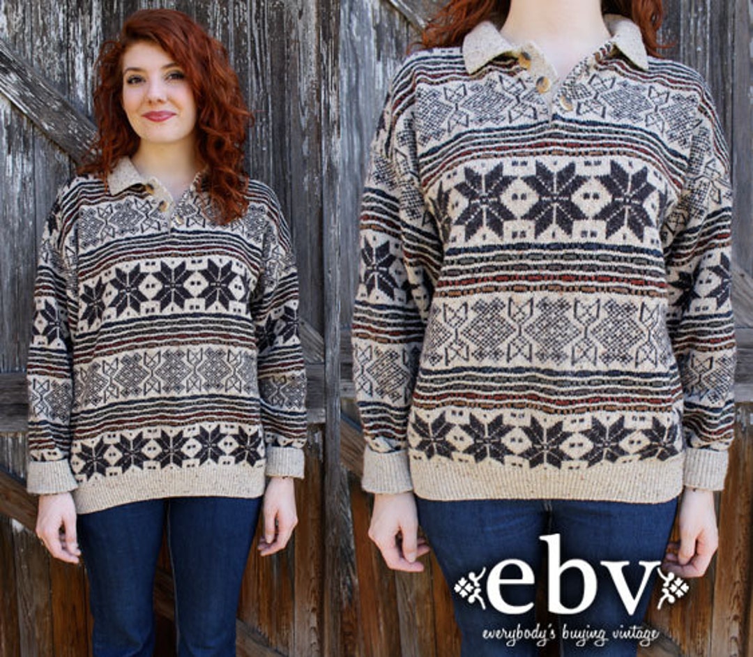 Snowflake Sweater Vintage Knit Vintage Jumper Vintage Sweater Vintage ...