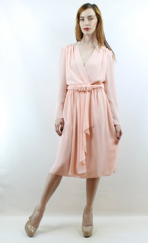 Pink Dress Disco Dress Puff Sleeve Dress Draped Dress… - Gem