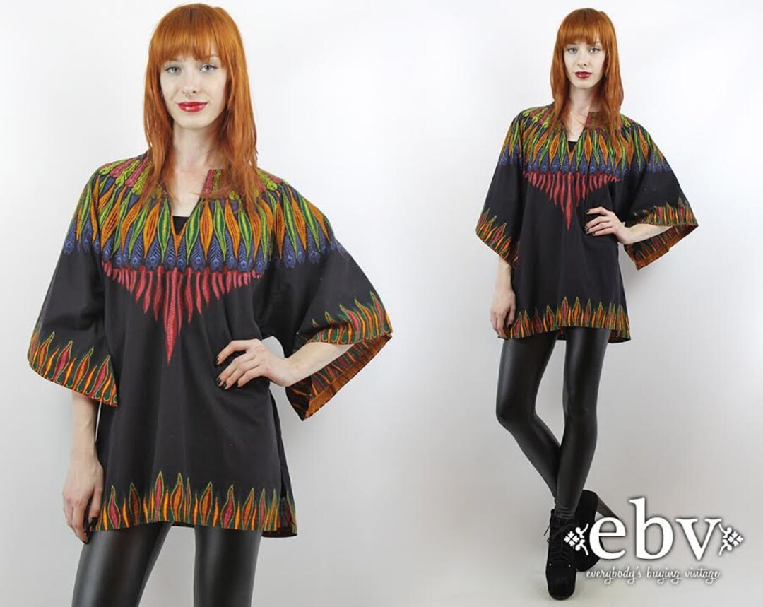 Vintage 70s Hippie Boho Ethnic Print Top Angel Sleeve Top - Etsy