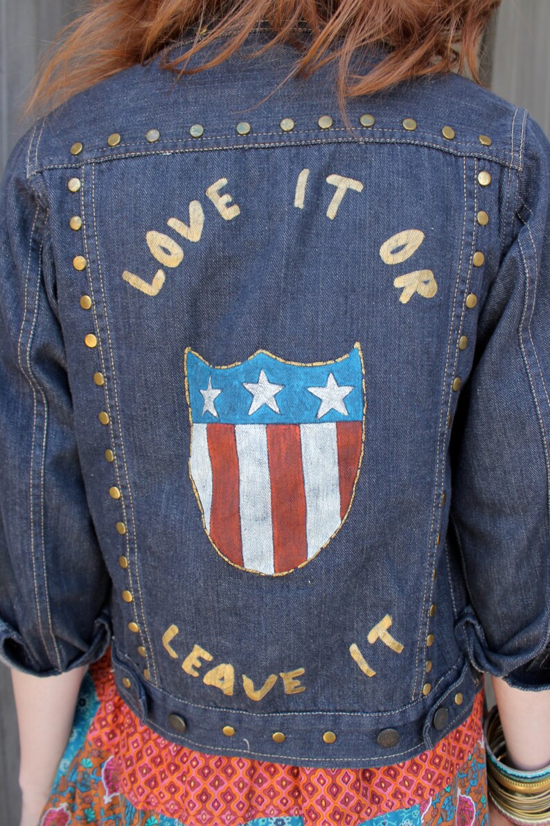 Vintage Jean Jacket Hand Painted Jacket Hippie Jacket Hippy - Etsy