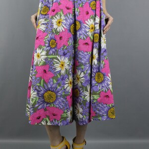 Purple Floral Culottes 80s Culottes Floral Pants Cropped Pants | Etsy