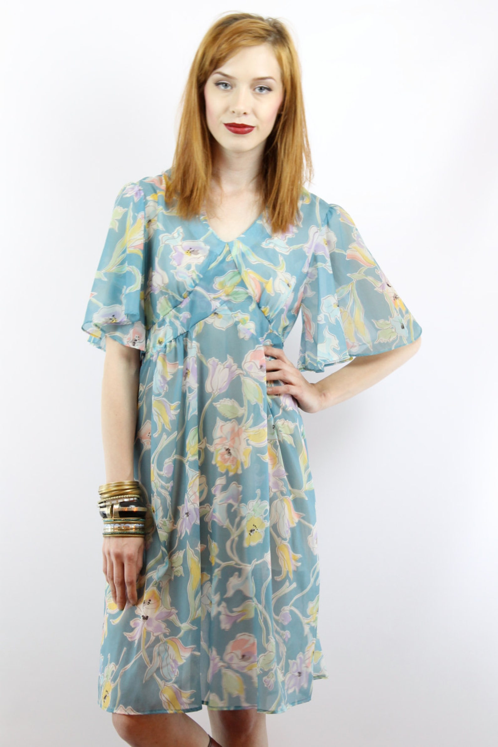 Angel Sleeve Dress Sheer Dress Summer Dress Hippie Dress Boho | Etsy