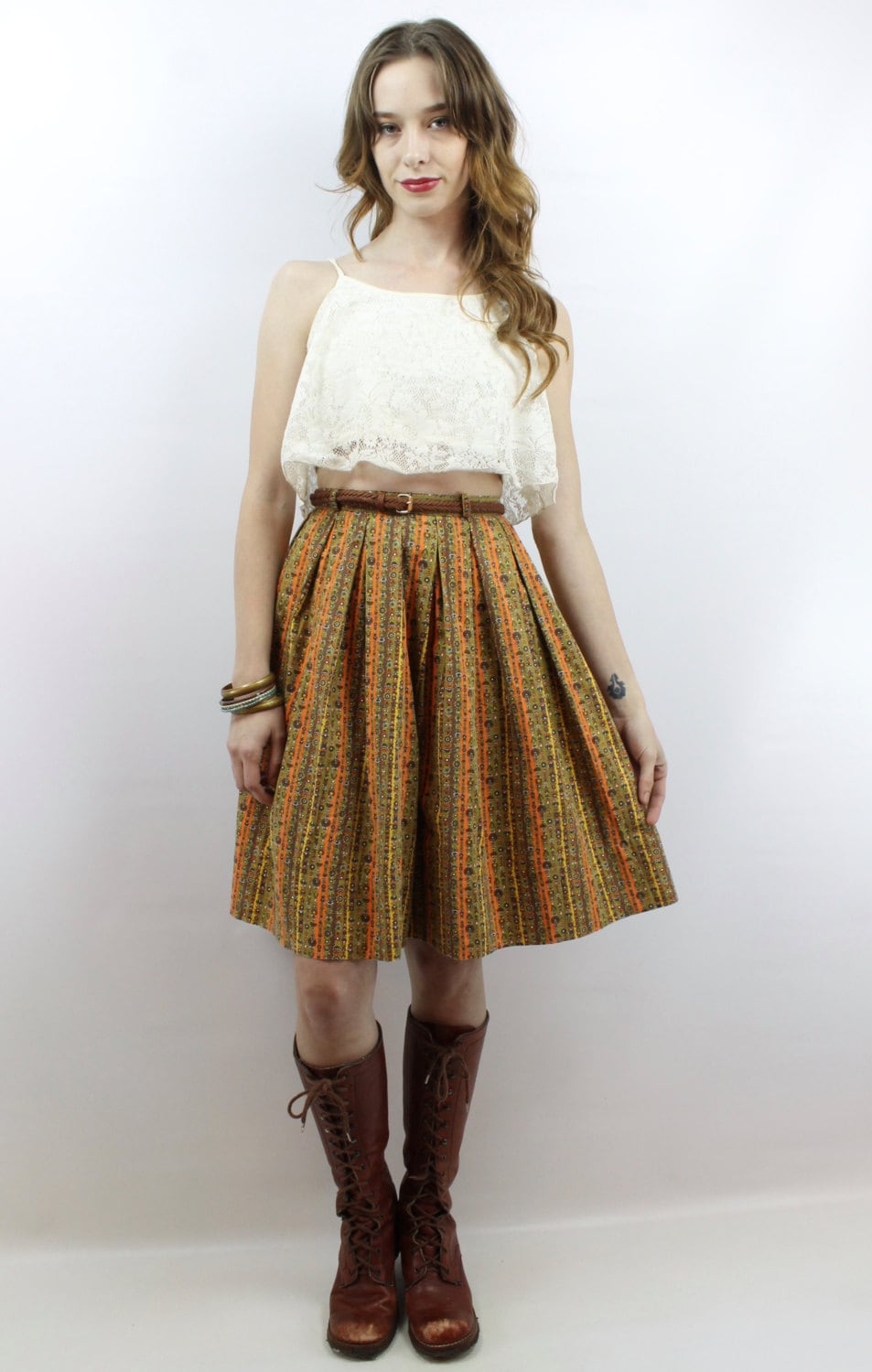 High Waisted Skirt 1970s Skirt 70s Skirt Hippie Skirt Floral Skirt ...