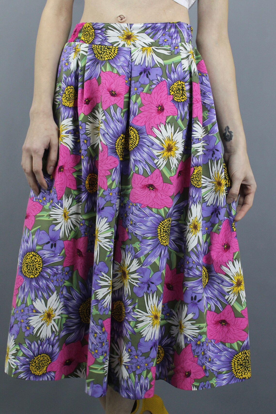 Purple Floral Culottes 80s Culottes Floral Pants Cropped Pants | Etsy