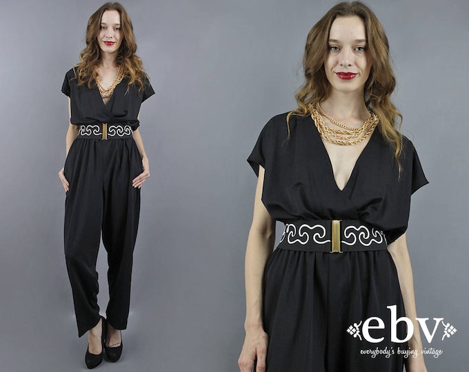 Black Jumpsuit 80s Jumpsuit 1980s Jumpsuit Disco Jumpsuit - Etsy