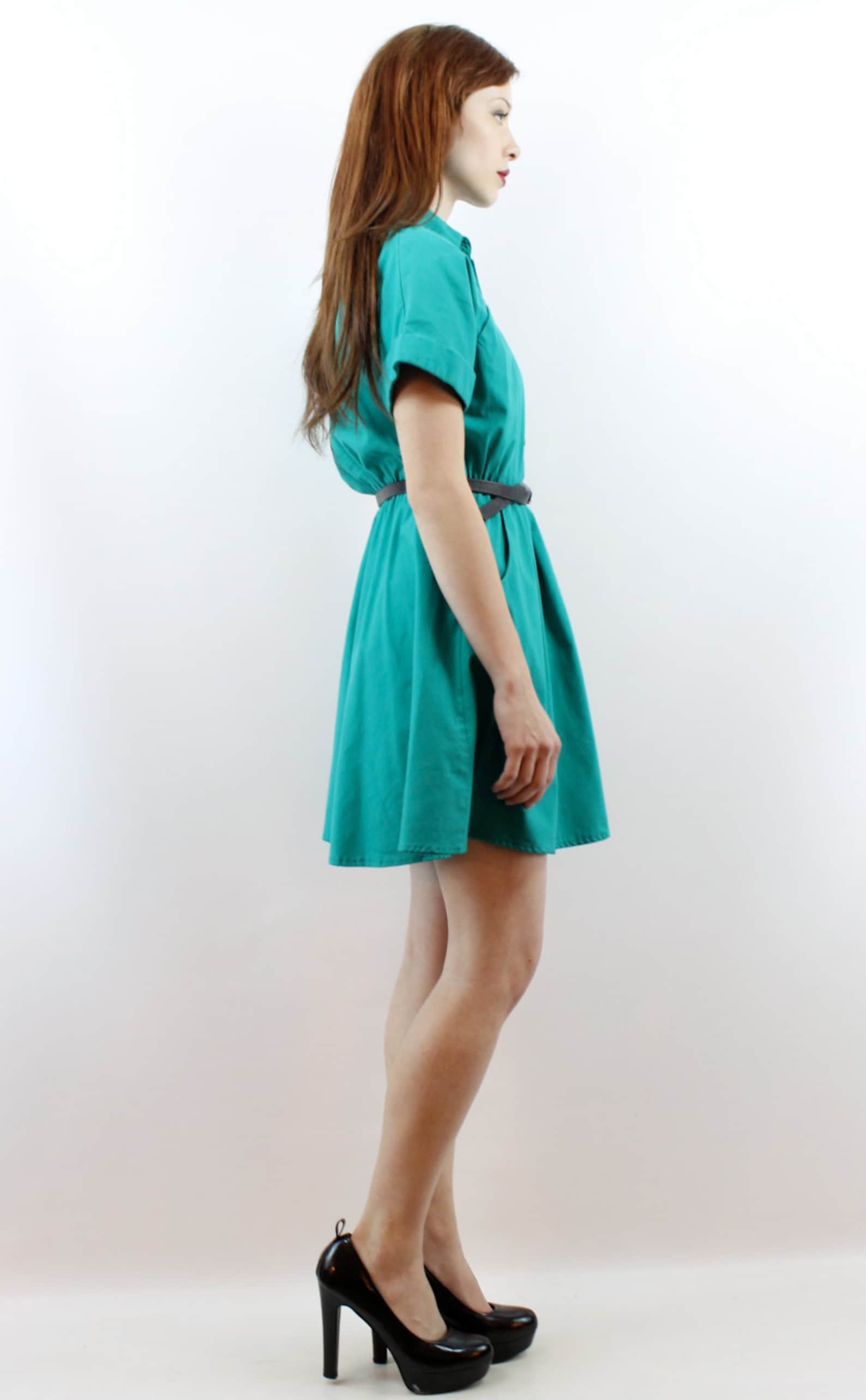 Secretary Dress Day Dress Work Dress Green Dress Teal Dress | Etsy