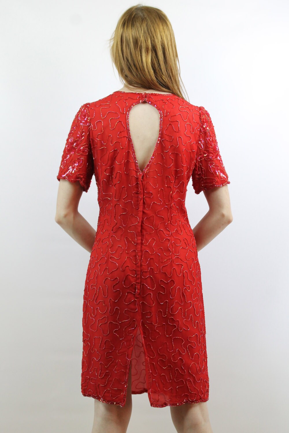 Sequin Dress Red Cocktail Dress Red Dress Glam Dress Disco | Etsy