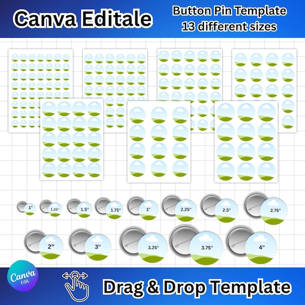 2.25 Inch Button Template - Etsy