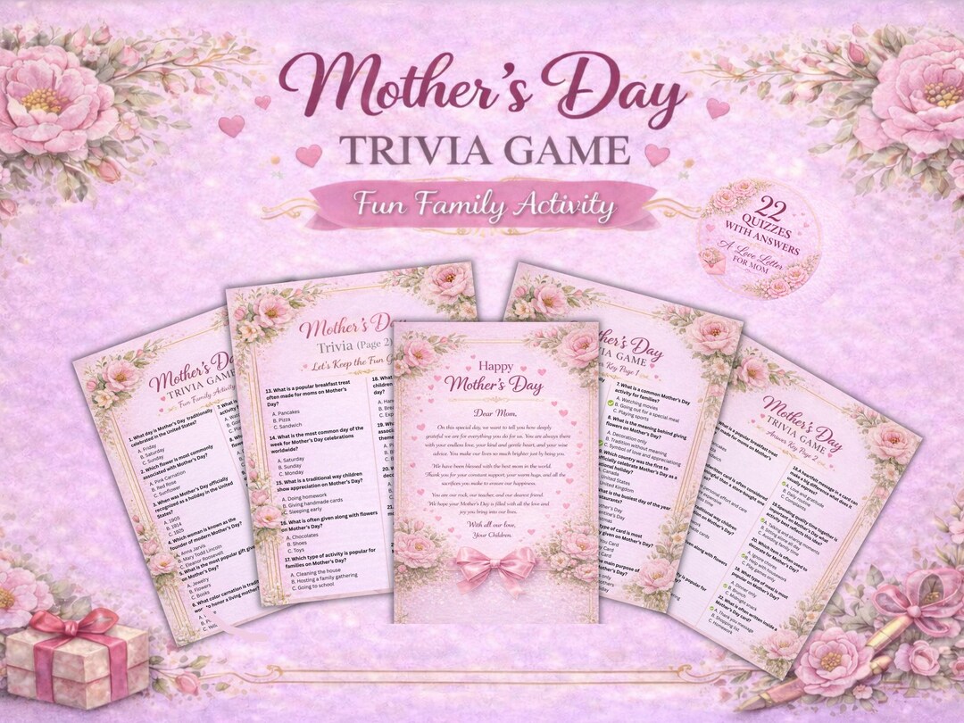 Mother's Day Trivia Game Bundle: Printable Family Feud Quiz for Adults ...