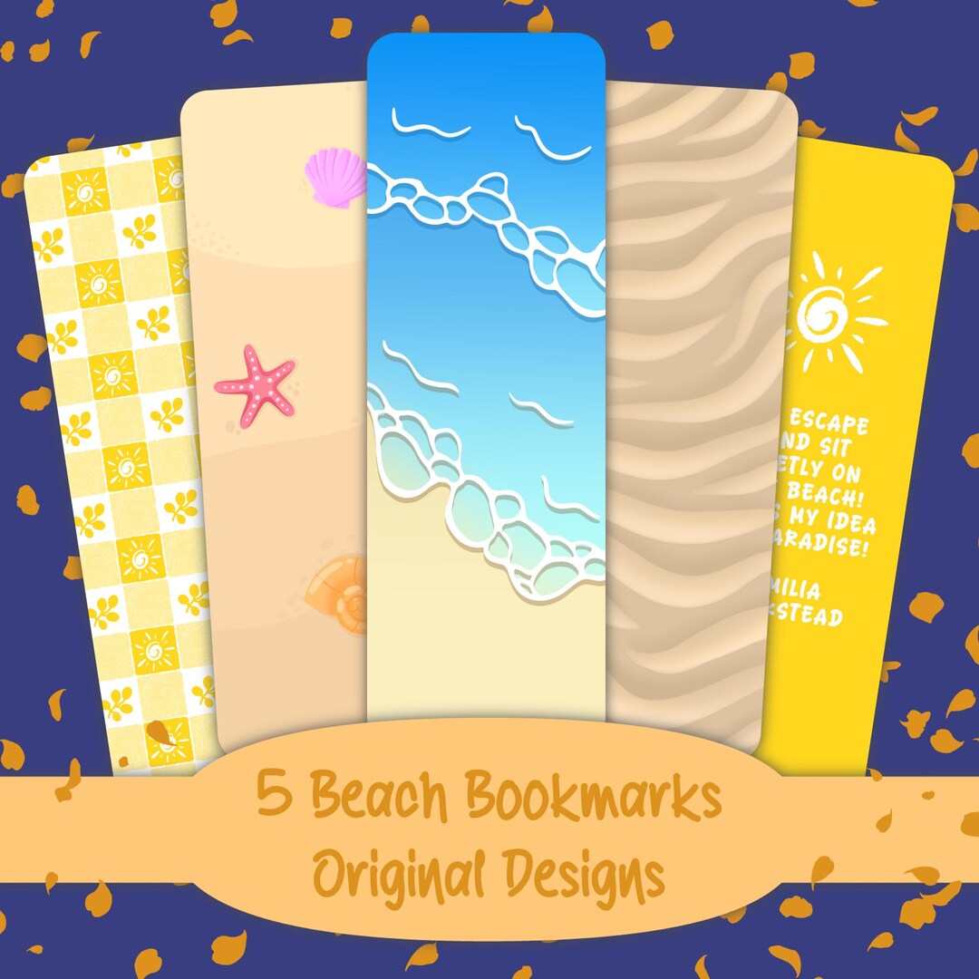 5 Beach Printable Bookmarks Collection | Minimalist Summer Original ...