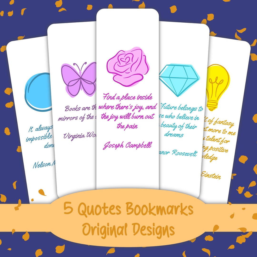 5 Quotes Printable Bookmarks Collection | Minimalistic Original Designs ...