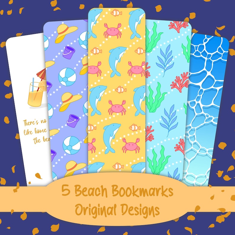 5 Beach Printable Bookmarks Collection | Minimalist Summer Original ...