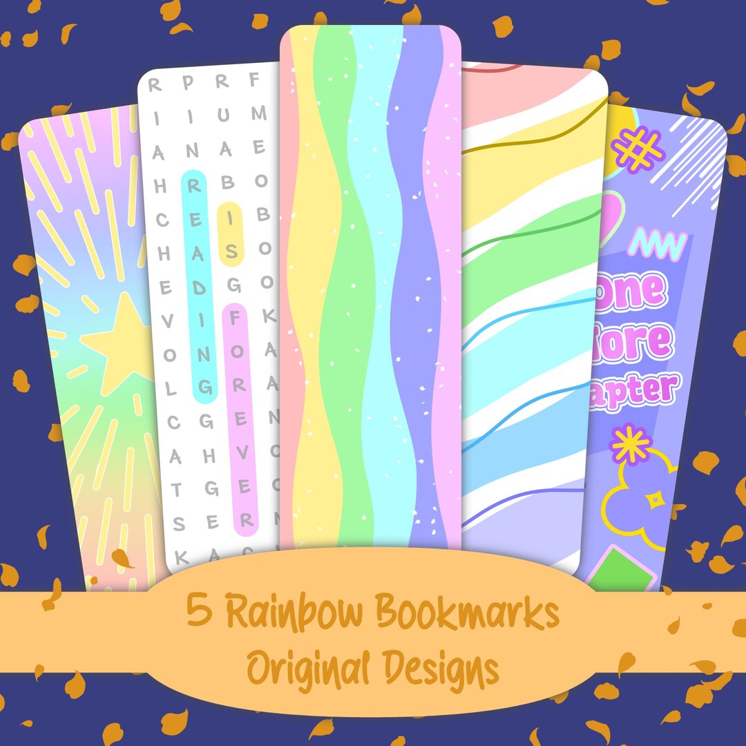 5 Rainbow Printable Bookmarks Collection | Minimalist Colorful Original ...
