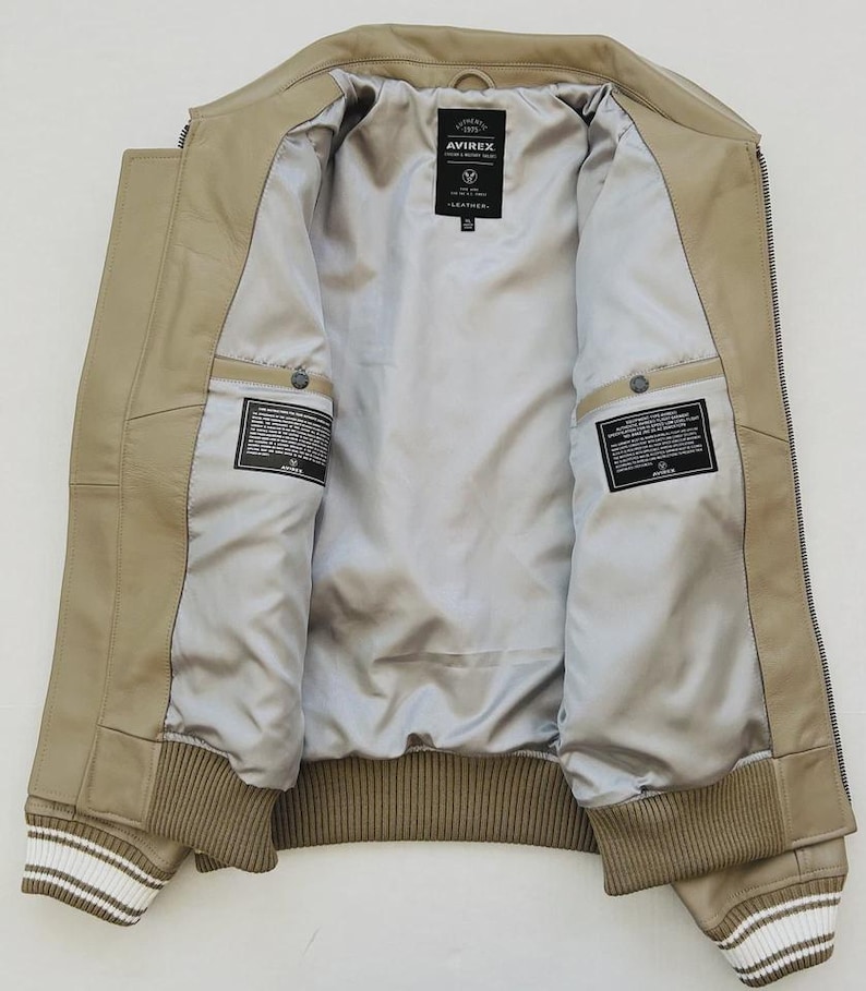 Avirex Men's Real Leather Jacket Sheepskin Flight Bomber American ...