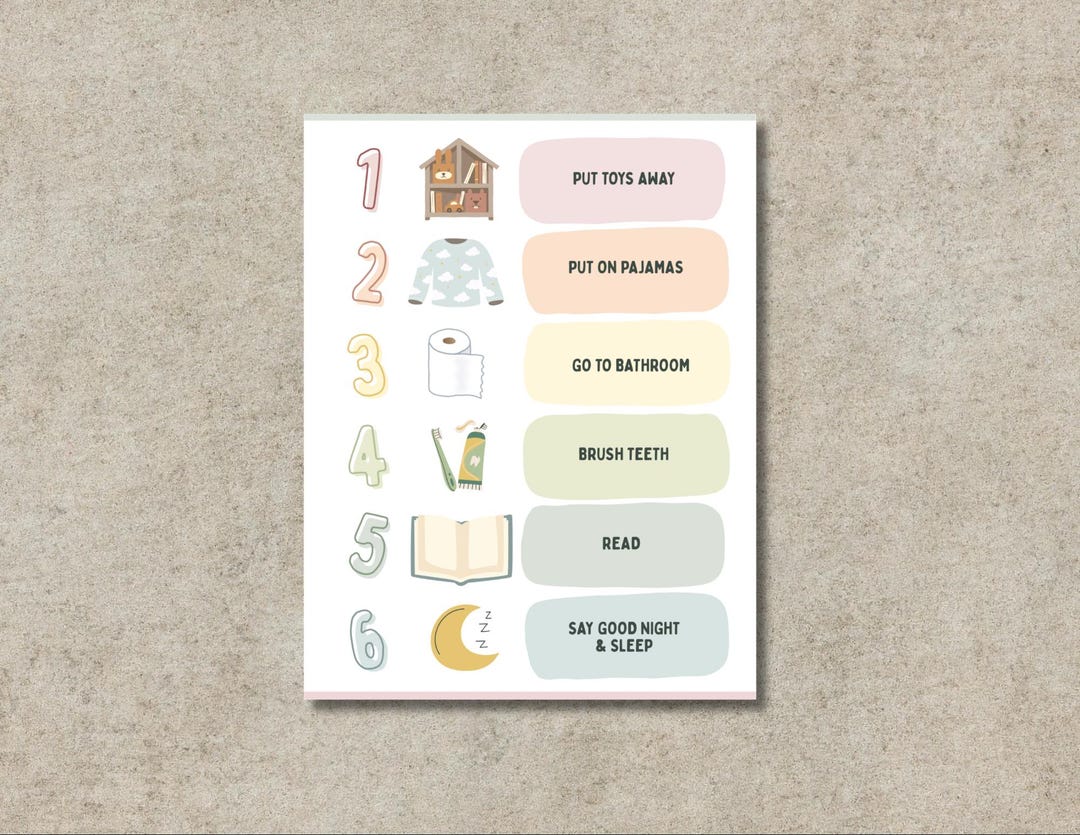 Bedtime Routine Chart for Kids | Printable Night Routine Visual ...