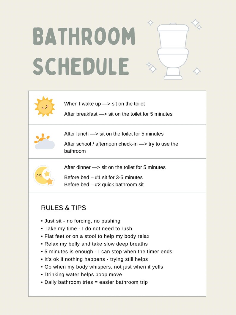 Bathroom Schedule for Kids | Printable Toilet Routine Chart | Daily ...