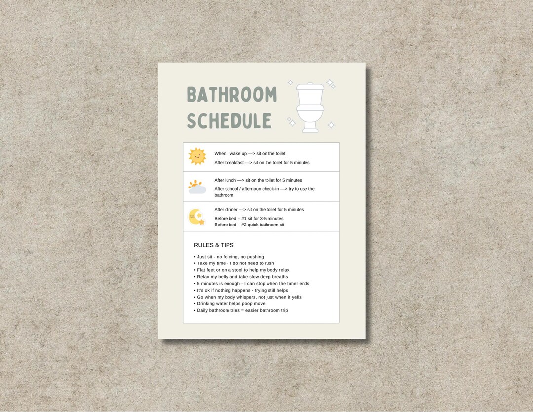 Bathroom Schedule for Kids | Printable Toilet Routine Chart | Daily ...