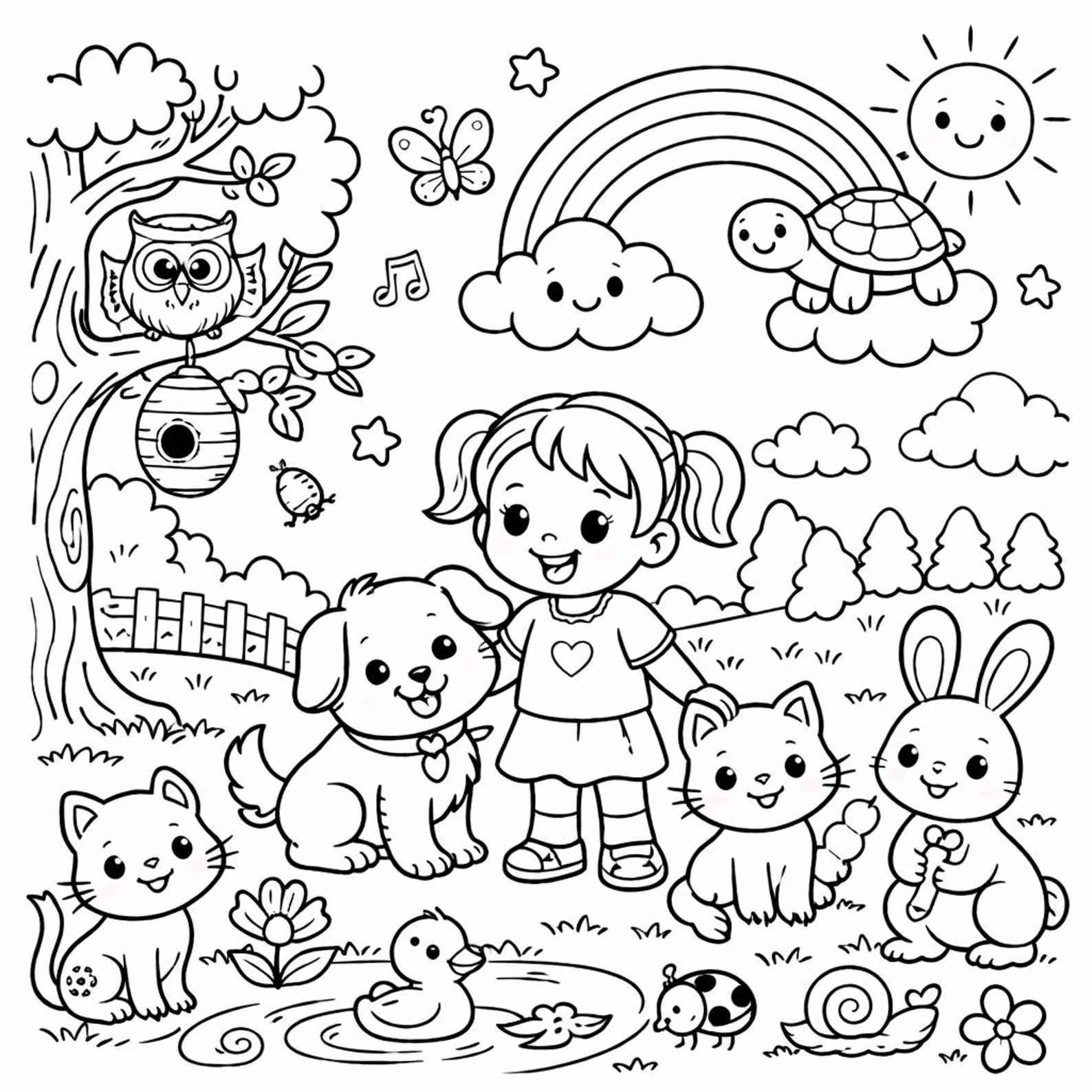 Adorable Woodland Friends Coloring Page – Digital Download for Kids - Etsy