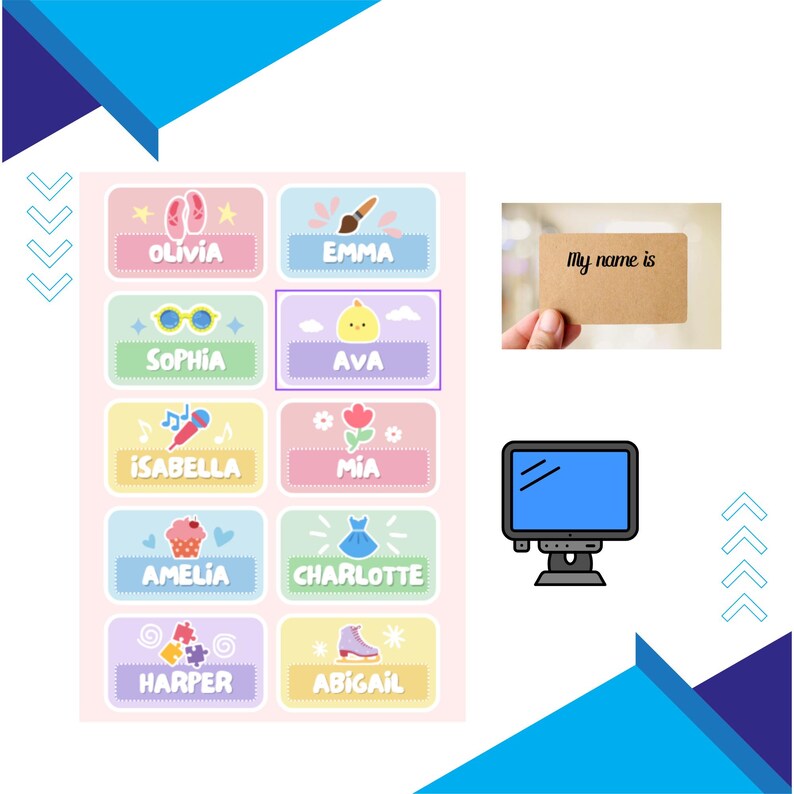 Printable Name Stickers for Kids | Editable Canva Labels | Classroom ...