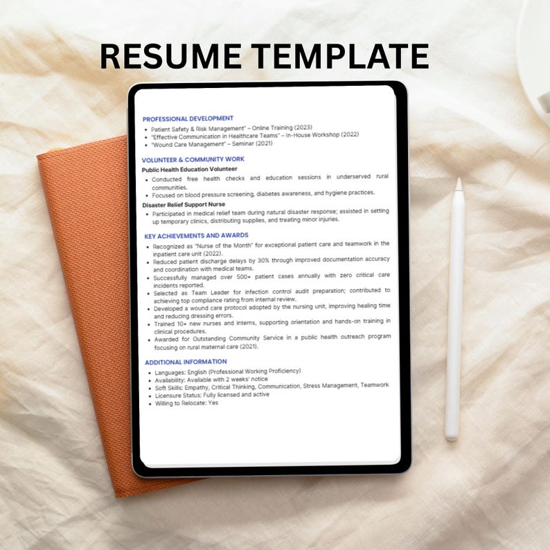 New Grad Nurse Resume Template – Modern Editable RN CV for Entry-level ...