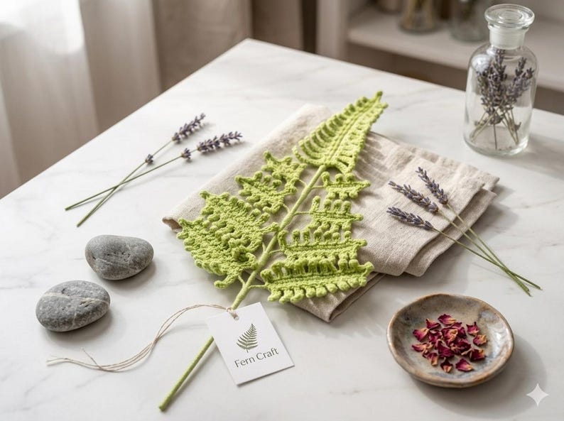 Fern Leaf Crochet Pattern PDF – Botanical Applique Motif, Instant ...