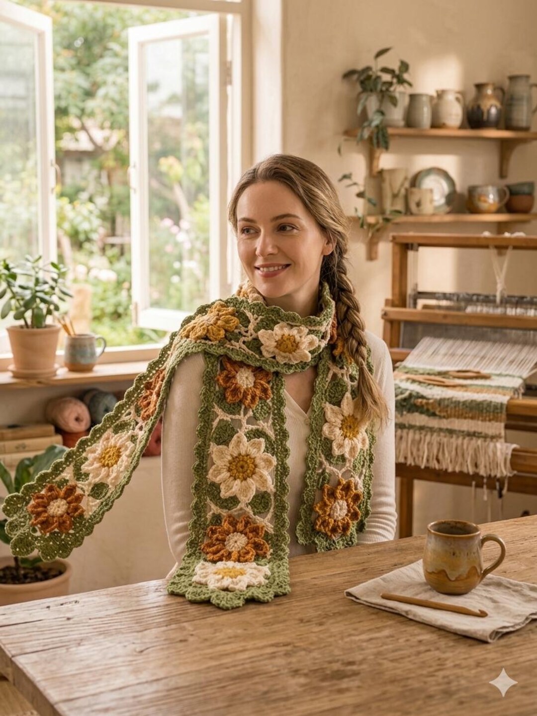 Daisy Flower Scarf Crochet Pattern | Beginner Level Tapestry Project ...