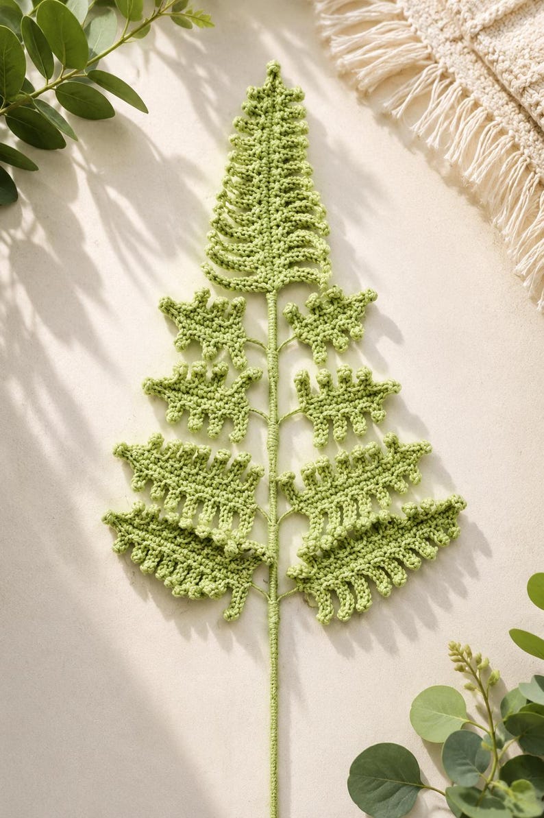 Fern Leaf Crochet Pattern PDF – Botanical Applique Motif, Instant ...