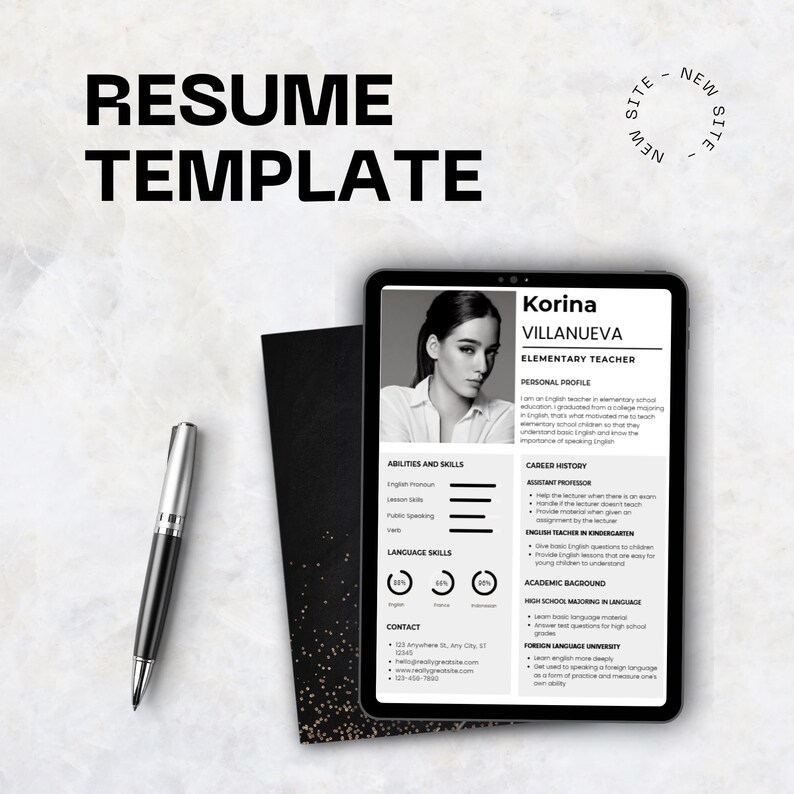 Teacher Resume Template | Editable Canva CV | Professional Educator ...