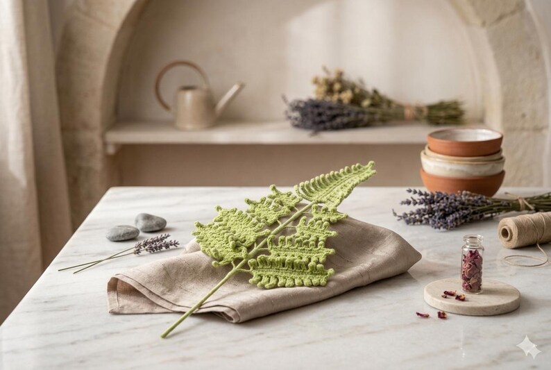 Fern Leaf Crochet Pattern PDF – Botanical Applique Motif, Instant ...