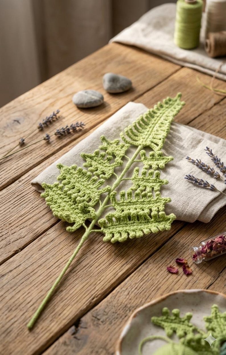 Fern Leaf Crochet Pattern PDF – Botanical Applique Motif, Instant ...