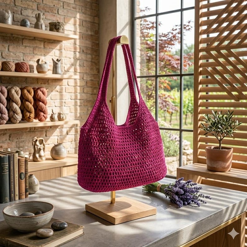 Crochet Tote Bag Pattern PDF, Easy Market Tutorial, Beginner Shoulder ...