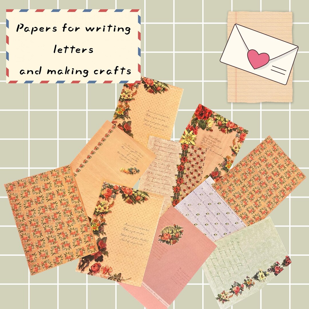 Set of 10 Vintage Papers – Floral & Poetry Design - Etsy