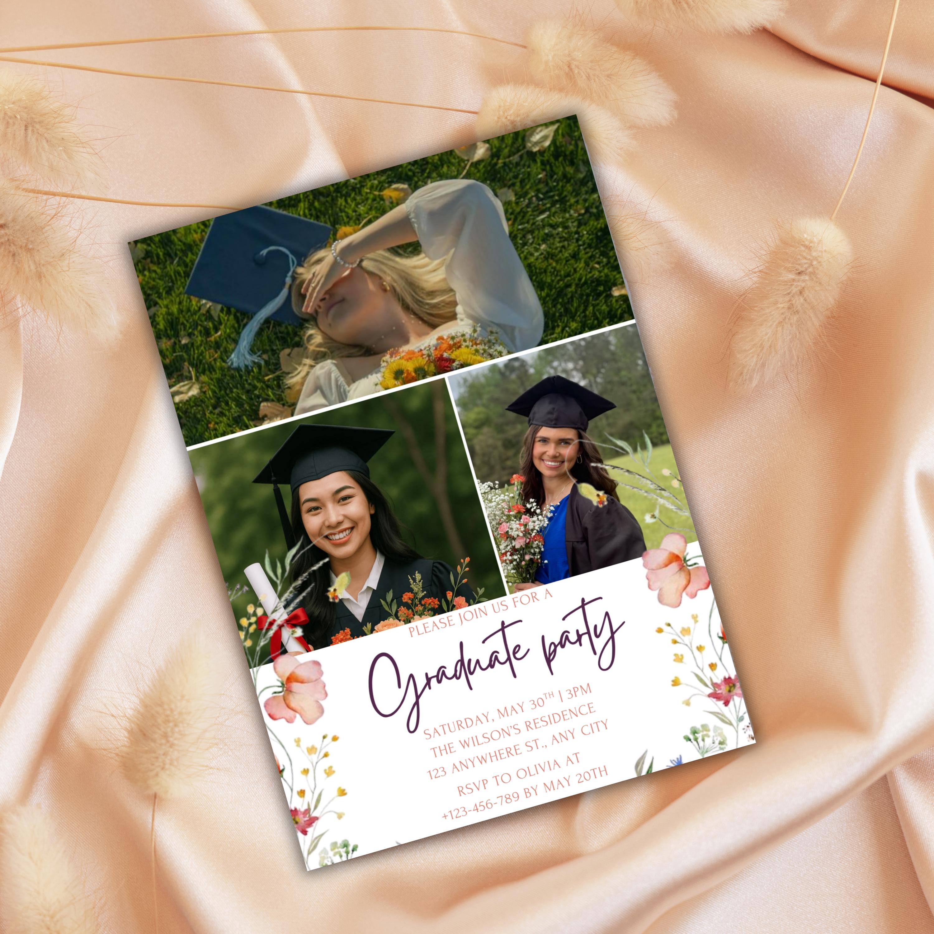 Pink Graduation Announcement Template Canva | Editable Class of 2026 ...