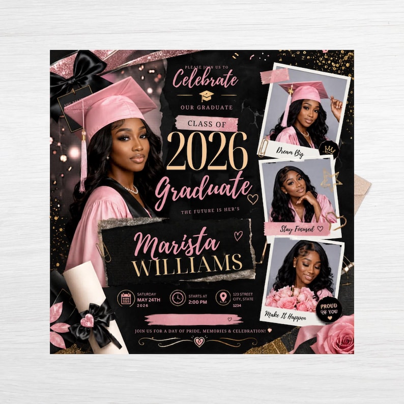 Class of 2026 Graduate Flyer Template, Editable Graduation Party Flyer ...