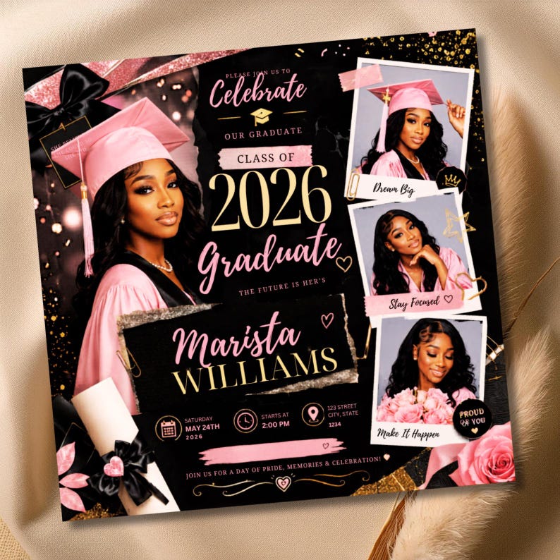 Class of 2026 Graduate Flyer Template, Editable Graduation Party Flyer ...