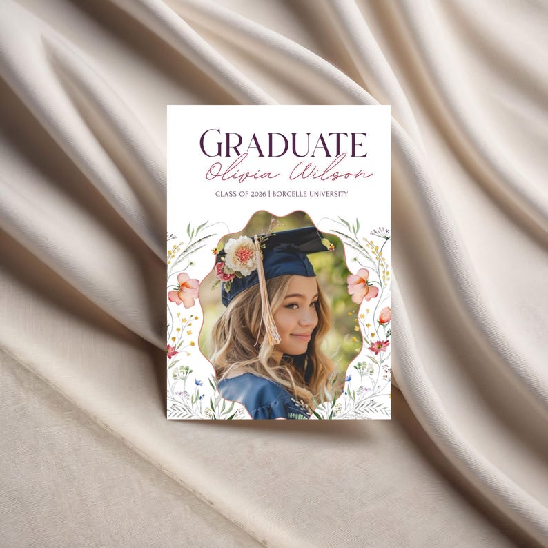 Pink Graduation Announcement Template Canva | Editable Class of 2026 ...